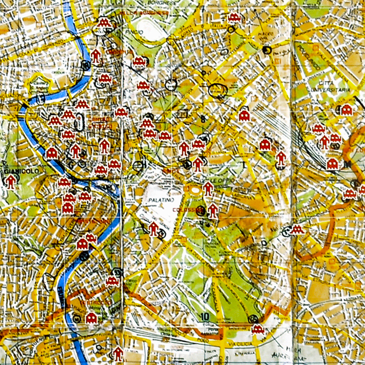 INVADER Invasione De Roma (Rome Map) Signed Limited Edition Print