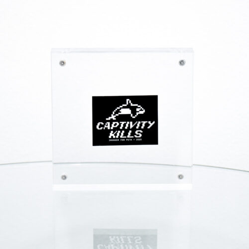 Invader x PETA Captivity Kills Sticker (Framed) • Silverback Gallery