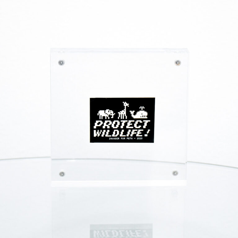 Invader x PETA Protect Wildlife Sticker (Framed) • Silverback Gallery
